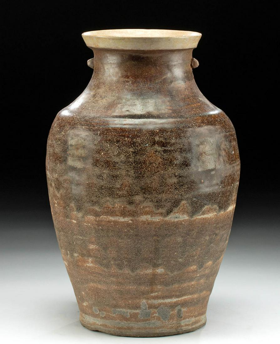 12th C. Khmer Angkor Pottery Tall Jar, Ex Museum