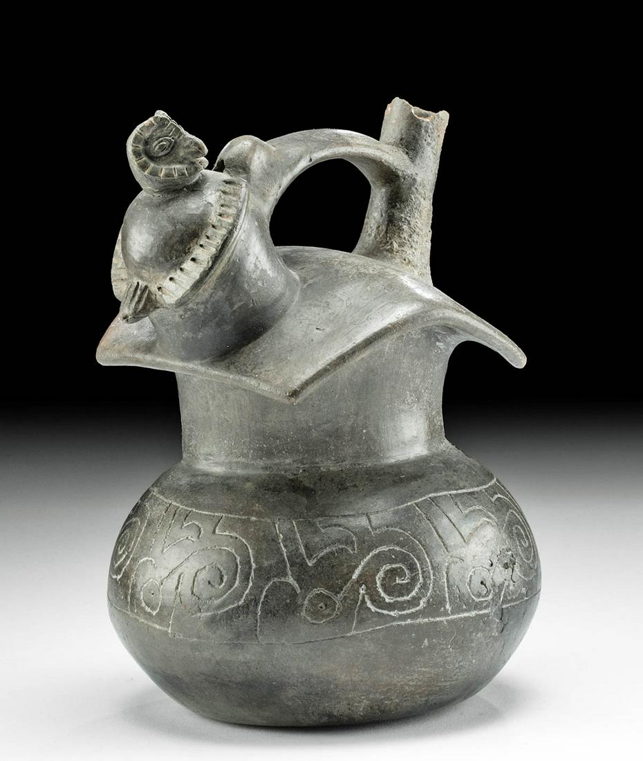 Chavin Pottery Bridge Vessel w/ TL, ex-Museum | Barnebys