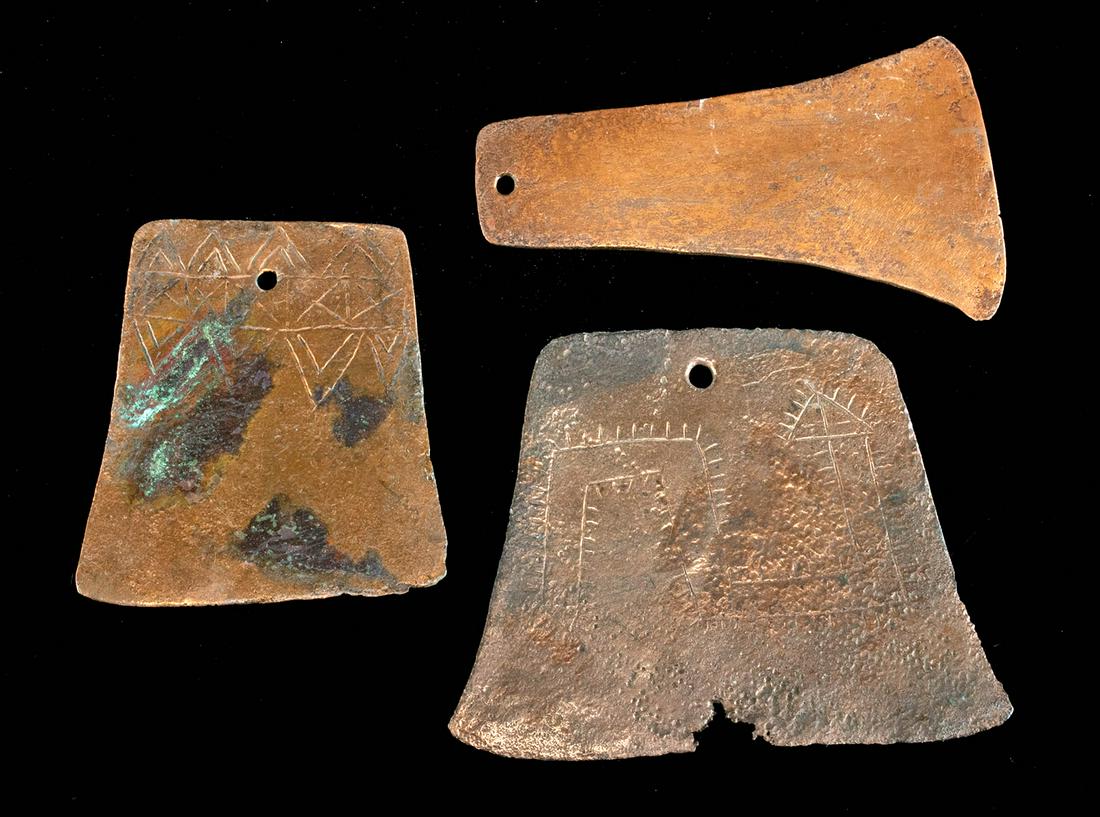 3 Beautiful Inca Copper Axe Or Tumi Blades