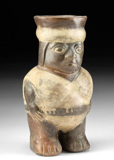 Moche Bichrome Figural Vessel Of Lord, Ex Museum