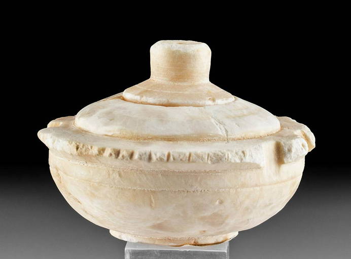 Mesopotamian Marble Pyxis Vessel W/ Lid
