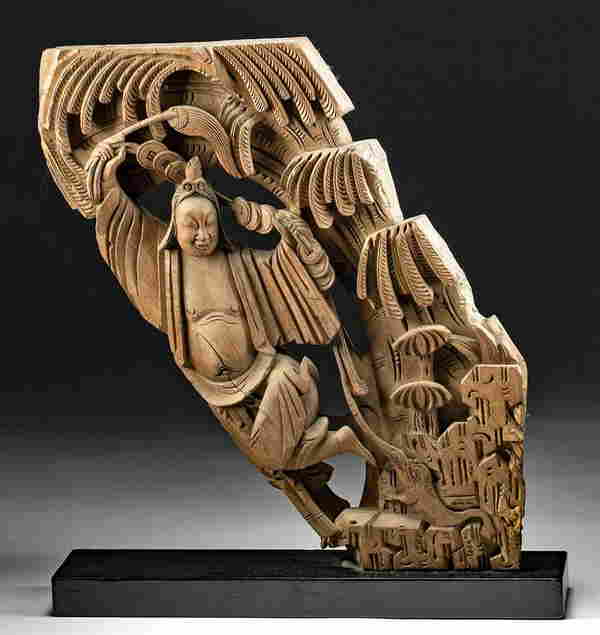 19th C. Chinese Qing Wood Panel w/ Flying Lohan (Arhat) - Aug 19, 2021 ...