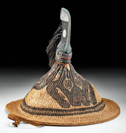 20th C. Tlingit Fiber, Wood, & Hair Hat w/ Orca Whale - Sep 09, 2021 ...