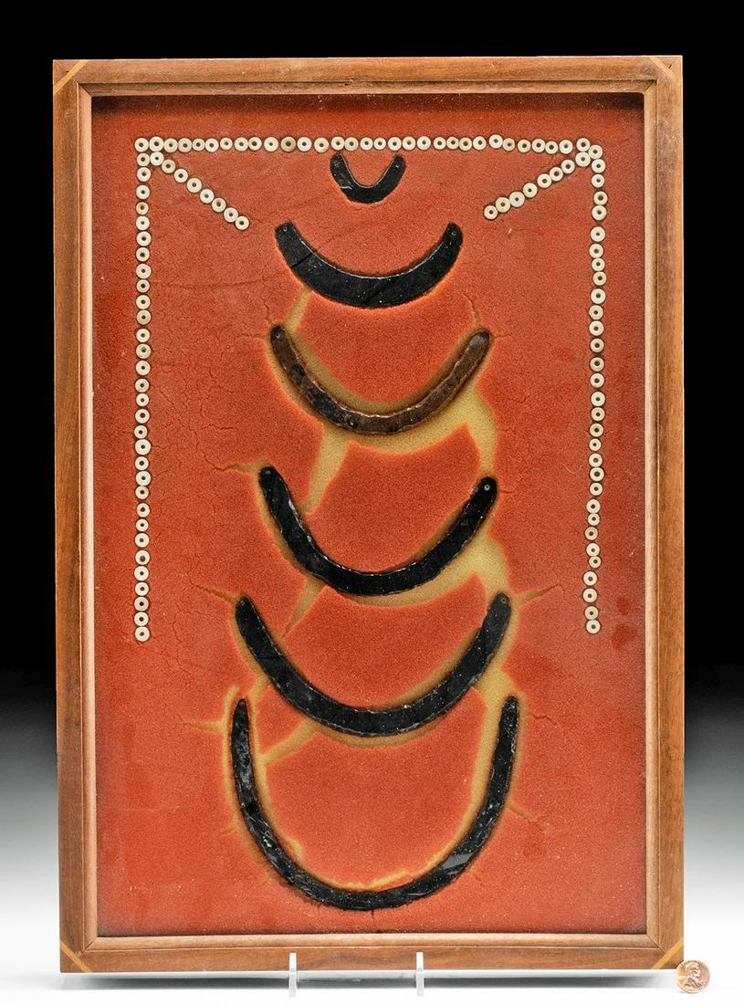 6 Colima Obsidian Pectorals & Many White Shell Beads | Barnebys