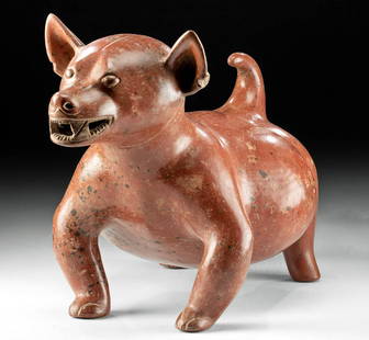 Pre Columbian Redware Pottery Colima Dog Figure Statue 10.5 In. Length