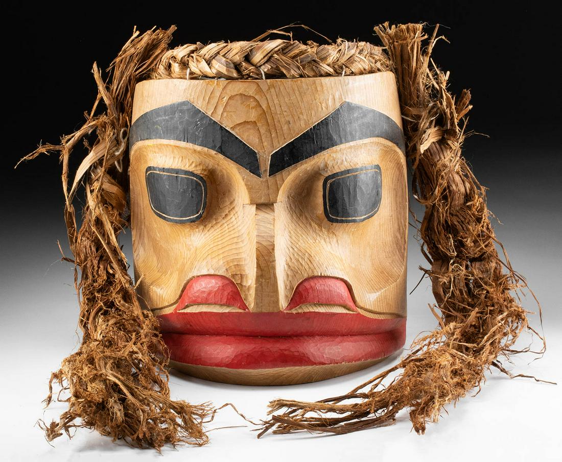 1998 Salish Painted Cedar Frog Mask by Jim Johnny | Barnebys