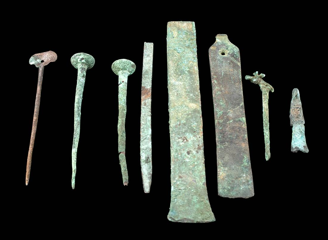 Ancient Peruvian Copper Assortment, 8 Pcs