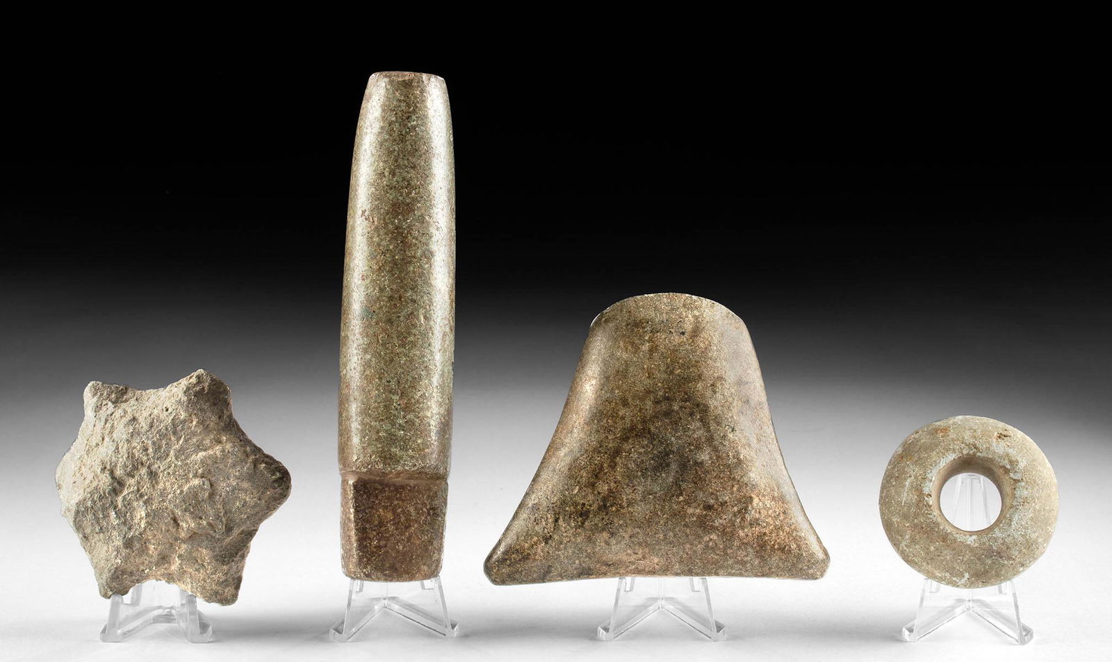4 Inca Stone Mace Heads, Axe Blade, & Pestle | Barnebys