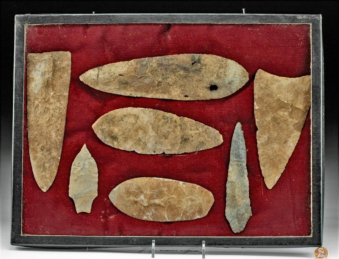 7 Archaic Native American Stone Blades & Tools
