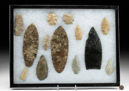 13 Native American Stone Projectile Points & Blades