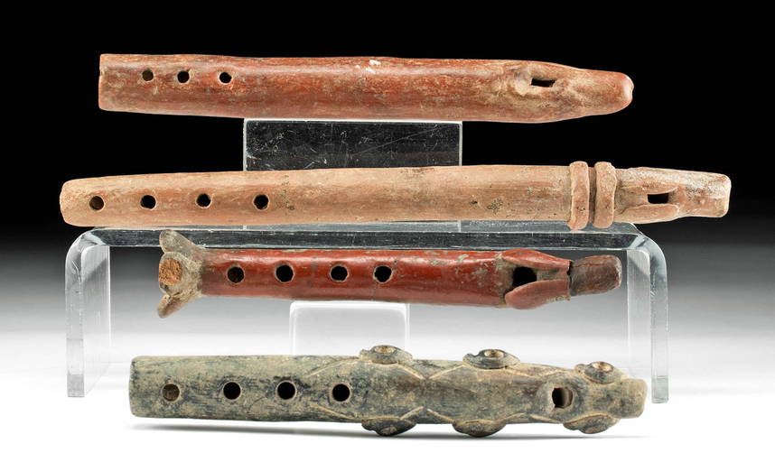 Group Of 4 Colima Pottery Flutes