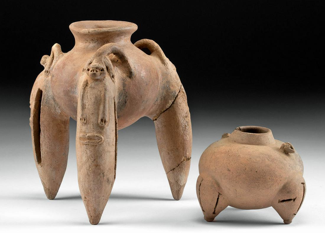 Costa Rican Pottery Tripod Rattle Vessels (pr)