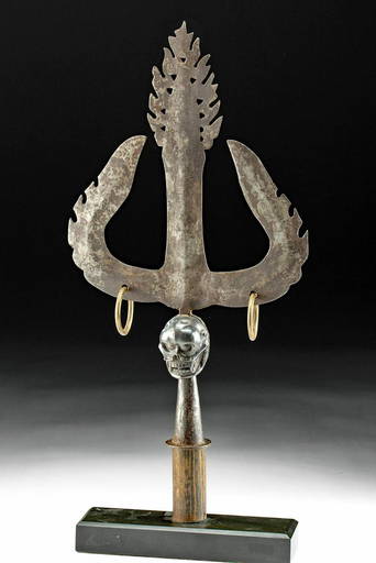 17th C. Tibetan Iron Flaming Trident w/ Silver Skull (#0063A) on Feb 17 ...