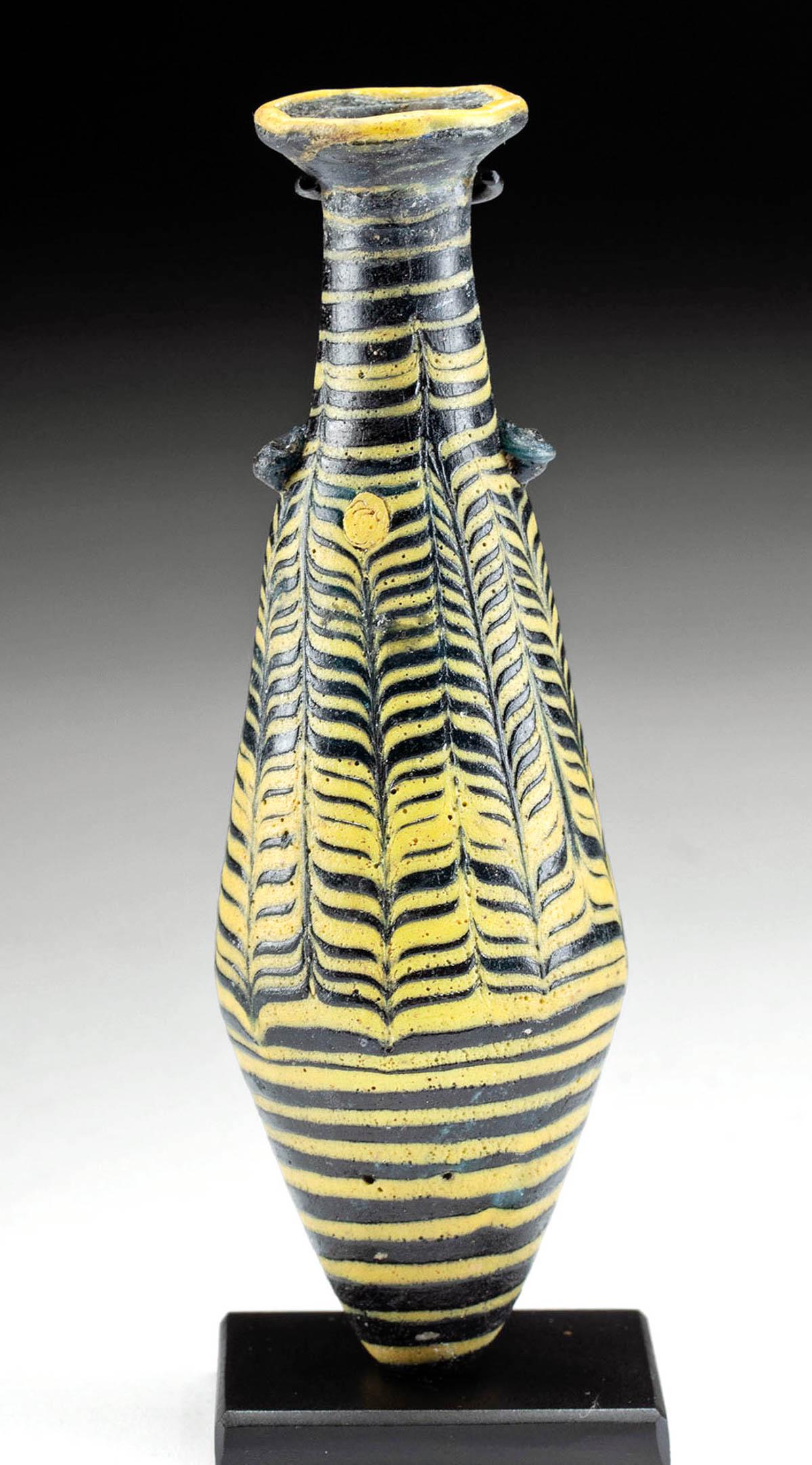 Greek Core-Form Glass Alabastron - Blue & Yellow | Barnebys