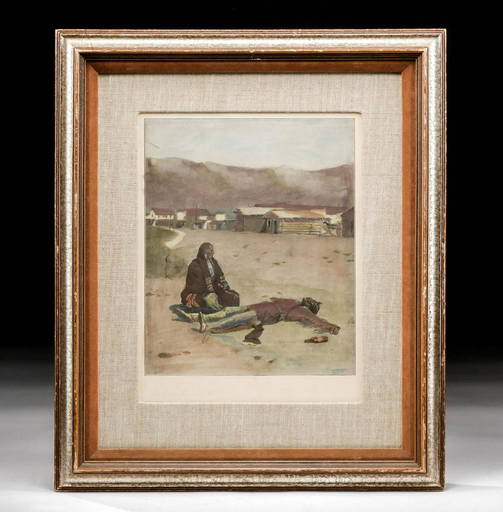 1902 Remington Color Litho Inebriated Native American