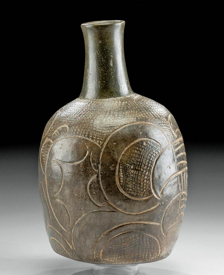 Chavin Incised Pottery Jar - Transforming Jaguar Shaman | Barnebys