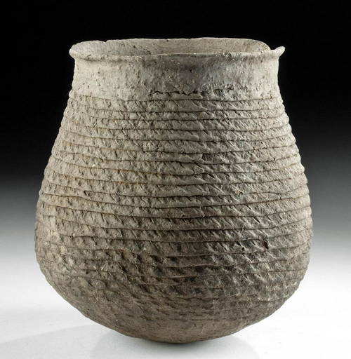 Exhibited Mogollon Corrugated Pottery Olla