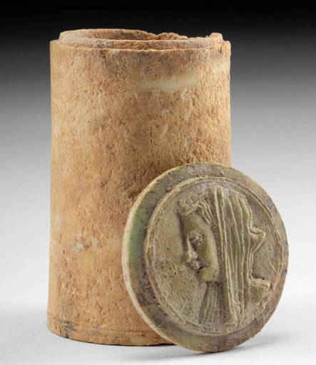 Roman Bone & Stone Lidded Pyxis w/ Portrait - May 05, 2022 | Artemis ...
