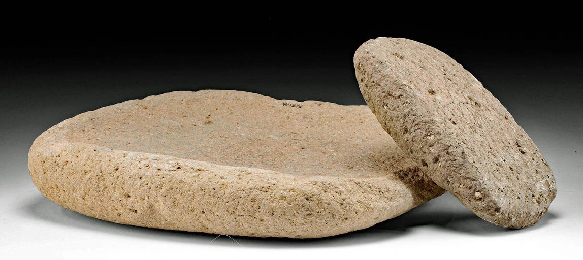 Large Native American Hohokam Stone Metate + Mano