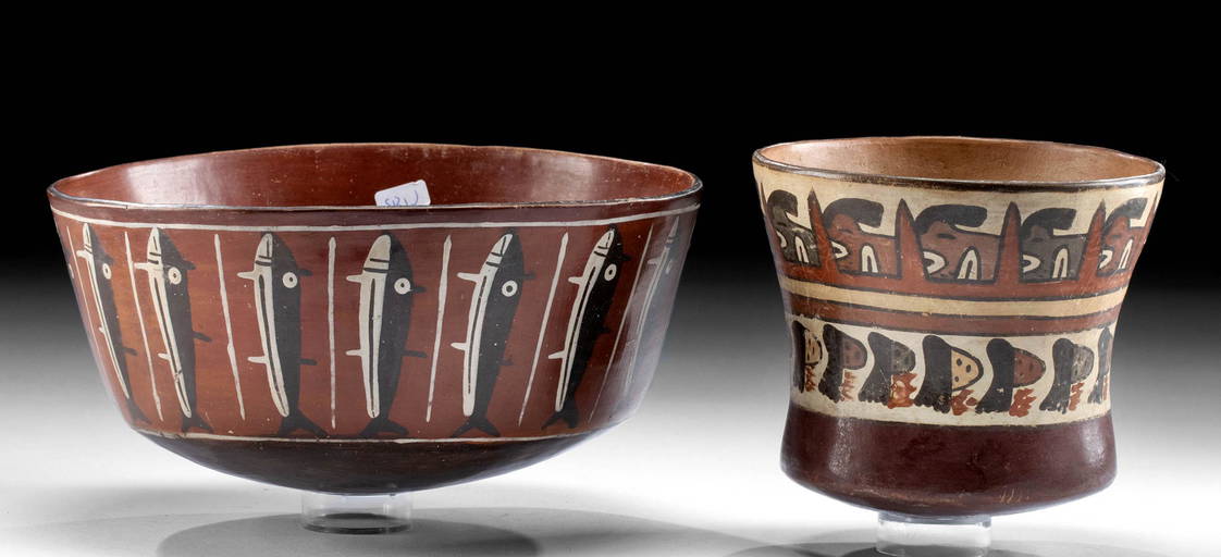 2 Fine Nazca Polychrome Vessels - Fish & Trophy Heads - May 12, 2022 ...