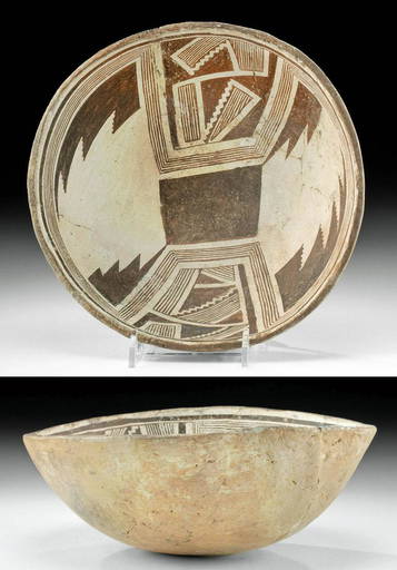 Prehistoric Mimbres Pottery Black On White Bowl