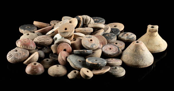 Circle Of Colima & Aztec Pottery Spindle Whorls