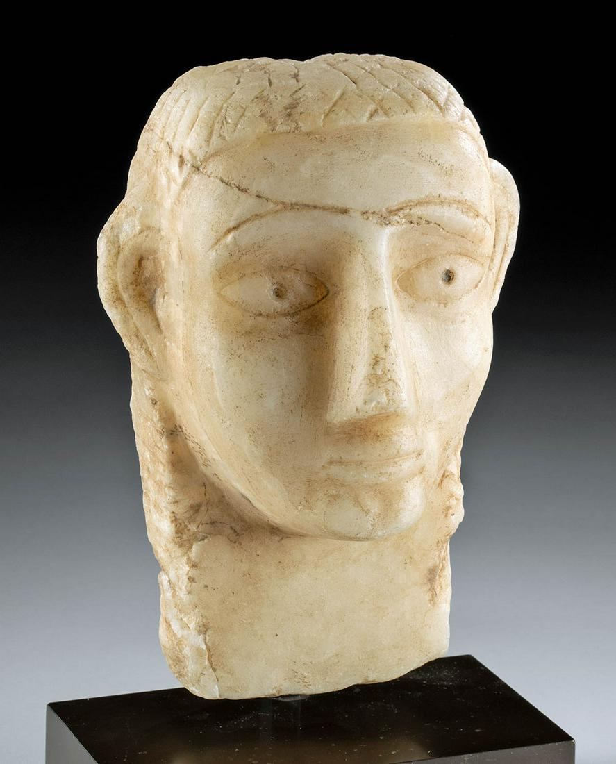 Fine South Arabian Alabaster Head (of A Male)