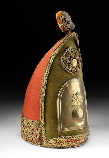 19th C. Prussian Leather & Brass Grenadier Mitre Cap
