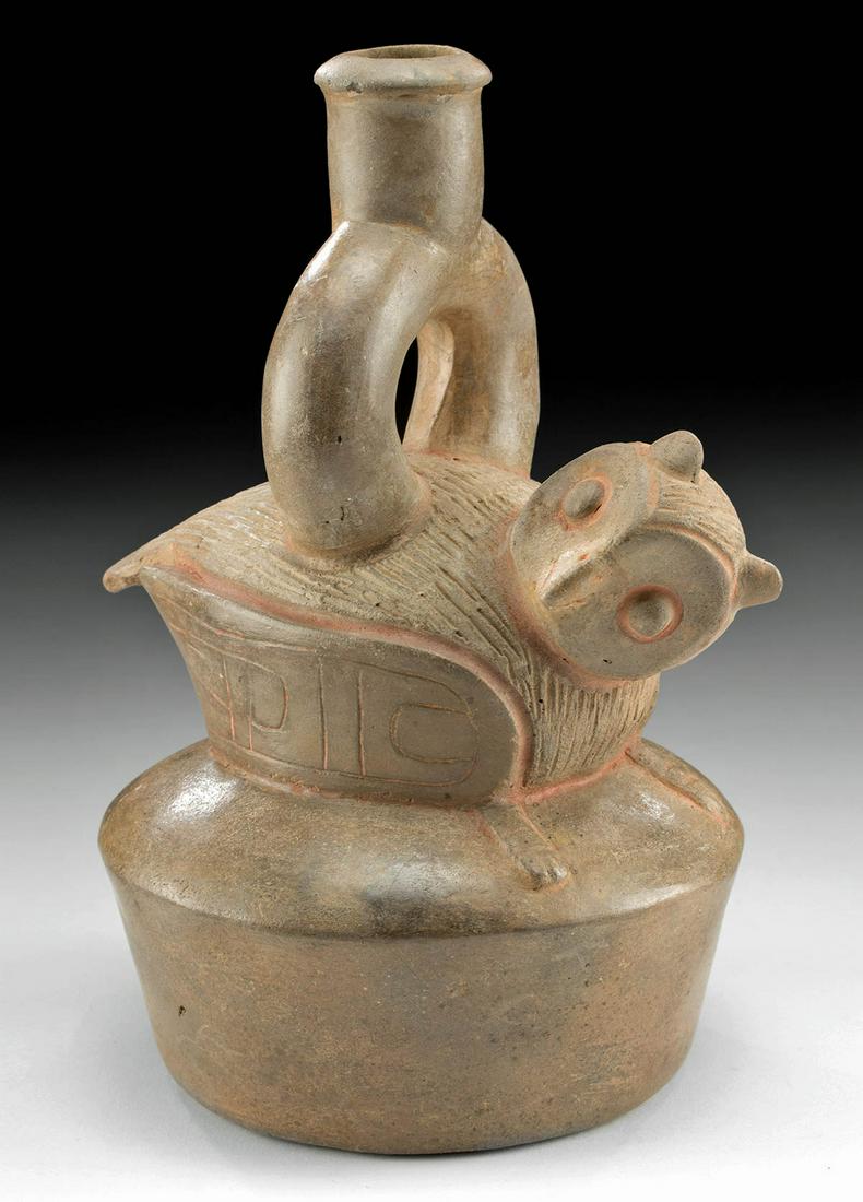 Chavin Pottery Stirrup Vessel W/ Owl