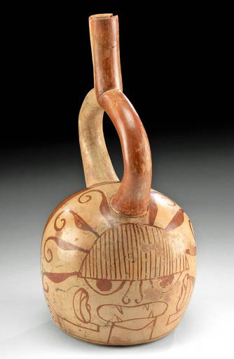 Moche Pottery Fine Line Stirrup Vessel W Ai Apec