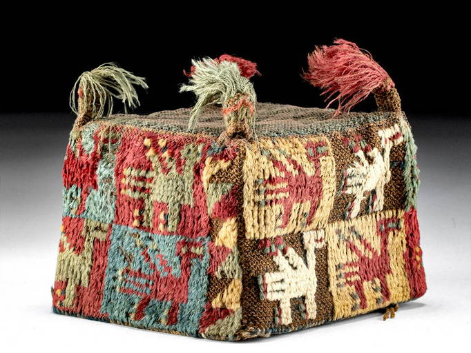 Superb Huari Polychrome Textile Four Corner Hat