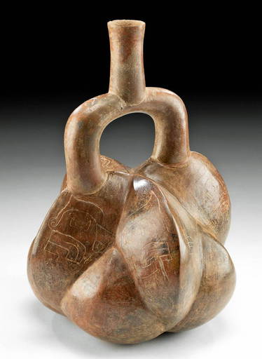 Chavin Pottery Vessel, Organic Form w/ Incised Heads - Sep 01, 2022 ...