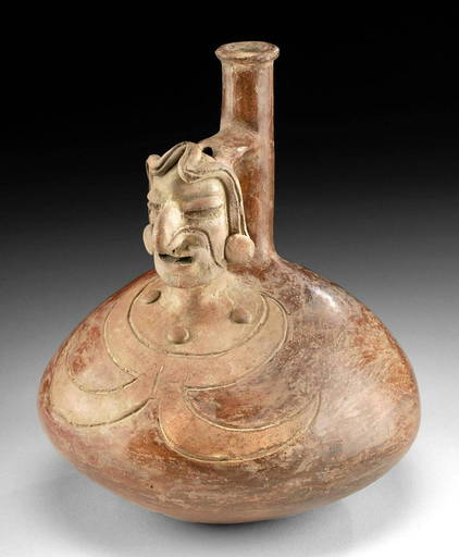 Chorrera Pottery Figural Whistling Vessel Stylized Head (#0153) on Sep ...