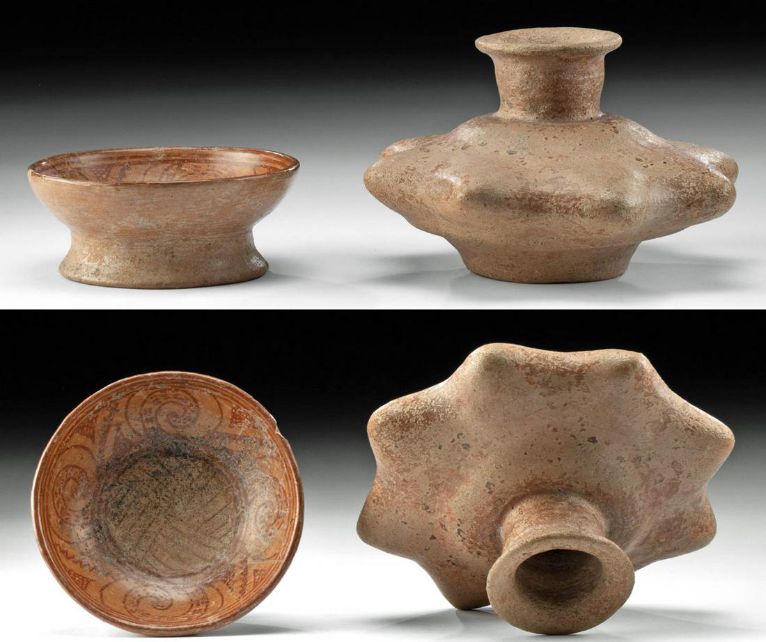 Colima Pottery Jar & Mixtec Pottery Bowl, Ex Museum