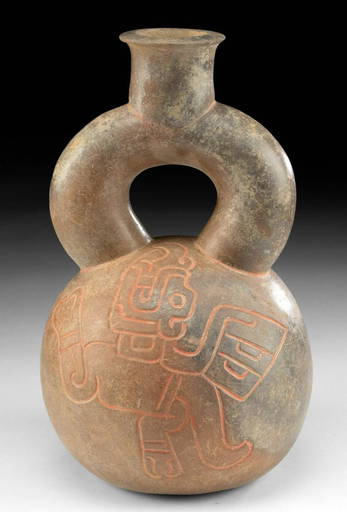 Chavin Stirrup Incised Supernatural Bird / Feline, Tl'd