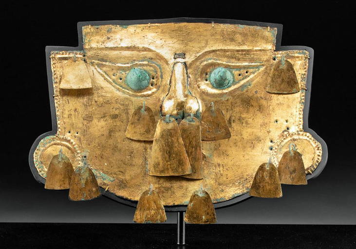 Spectacular Sican Lambayeque Gilt Copper Mask (#0158) on Nov 10, 2022 ...