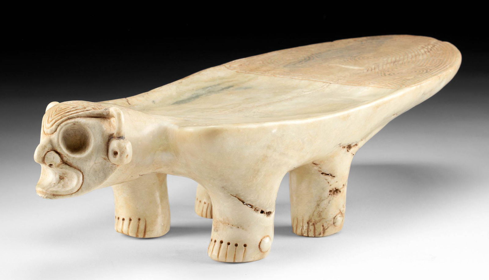 Important Taino Marble Duho / Ceremonial Stool
