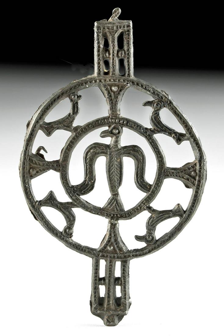 12th C. Medieval Lead Openwork Livery Badge W/ Birds