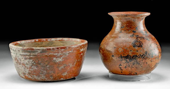 Nayarit Bowl + Colima Redware Jar, Ex Schmitt