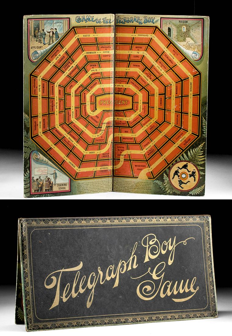 1888 Mcloughlin Bros Telegraph Boy Game Board