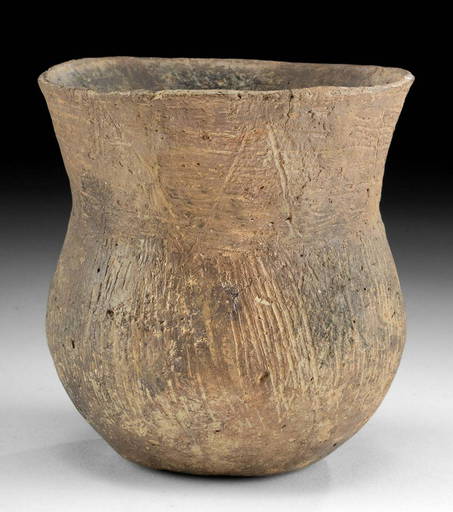 Prehistoric Mississippian Shell Tempered Pottery Jar