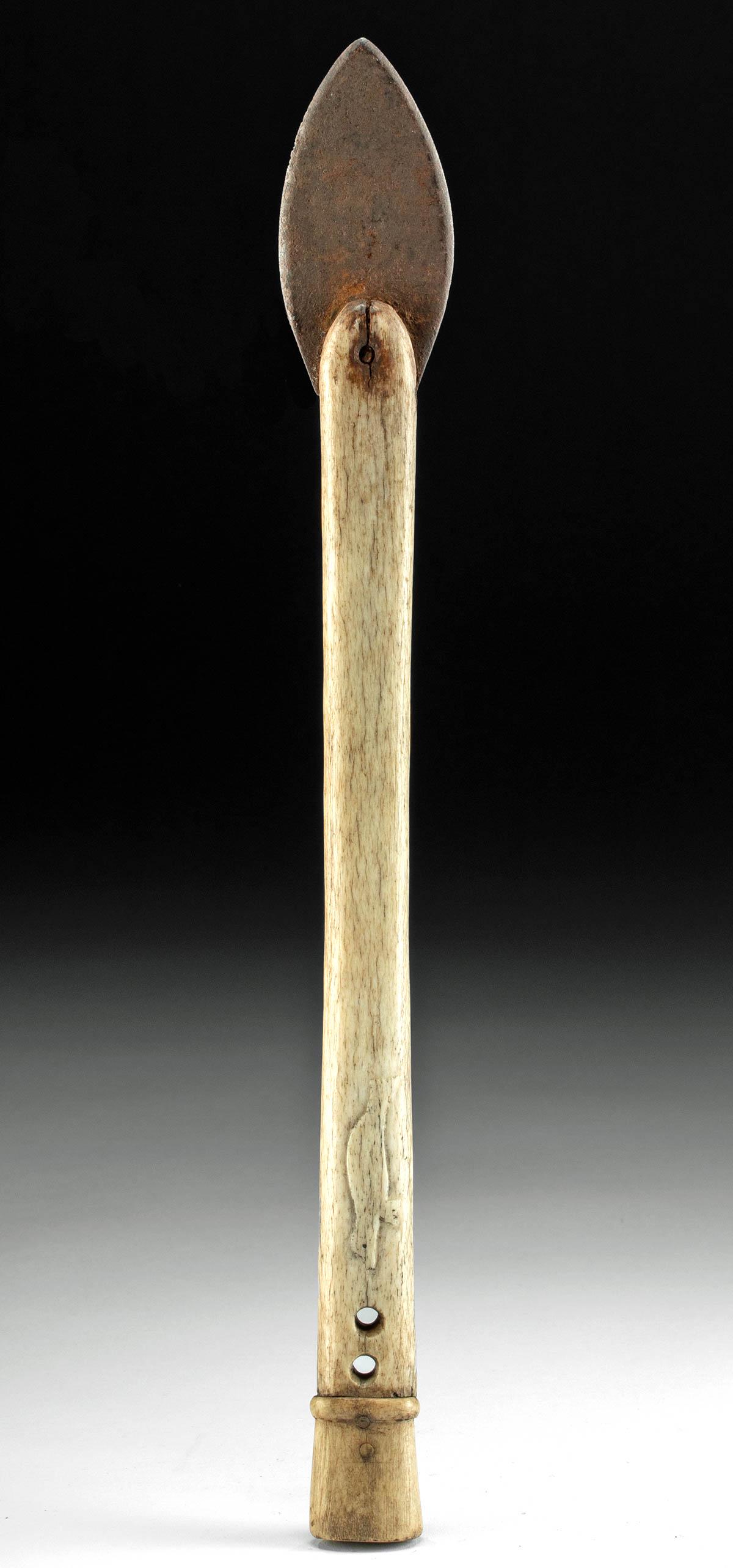 18th C. Inuit Whale Bone Shaft w/ Iron Harpoon Head (#0256) on Dec 29 ...