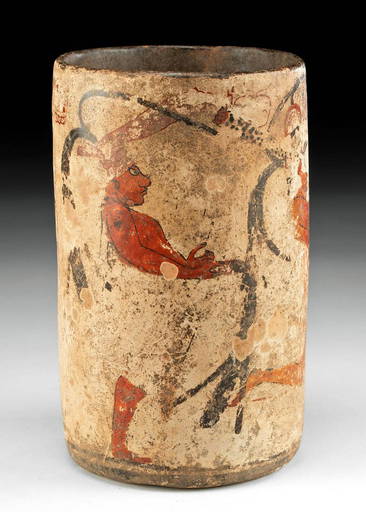 Important Maya IK' Group Polychrome Cylinder w/ Cacique (#0156) on Jan ...