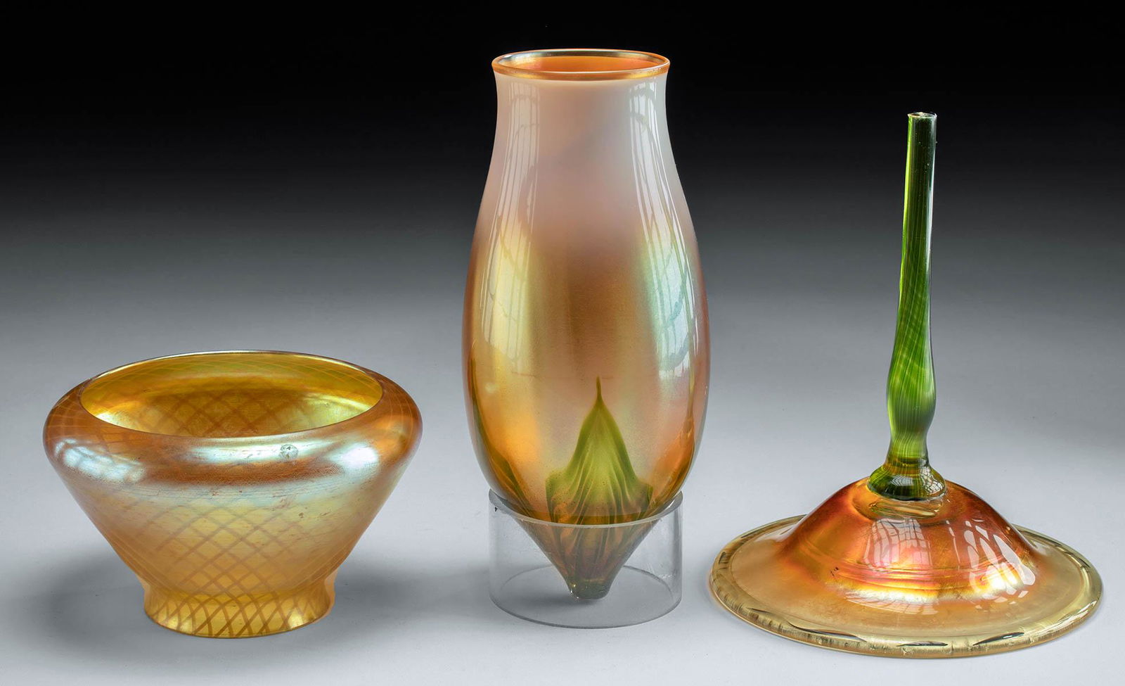 Art Glass Goblet Parts & Lamp Shade - Possibly Tiffany (#0248) on Jan ...