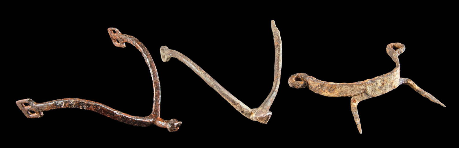 9th C. Iron Boot Spurs, 2 Viking + 1 Medieval European