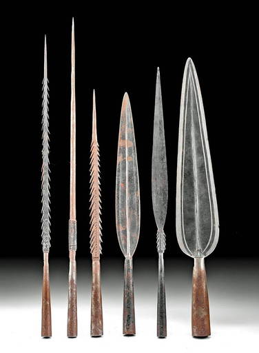 20th C. African Forged Steel Spear Heads (group of 6) (#0097) on Jan 12 ...