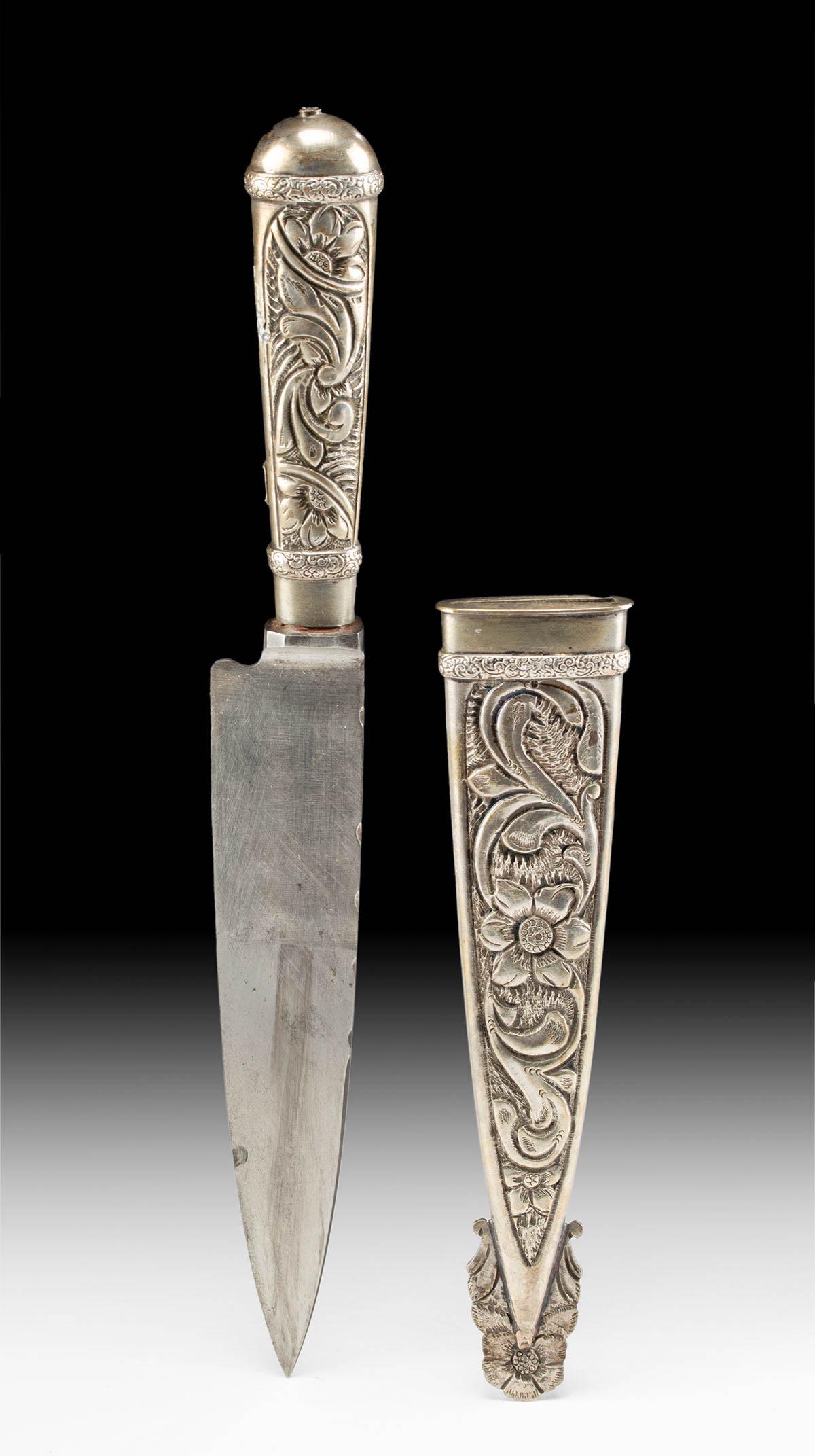 20th C. Argentine Gaucho Facon Knife w/ Silver Sheath (#0111) on Jan 12 ...