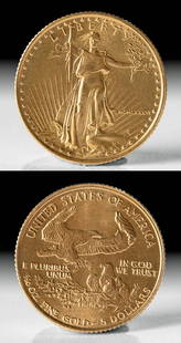 United Stated Gold Vault $5 Solid Gold American Eagle