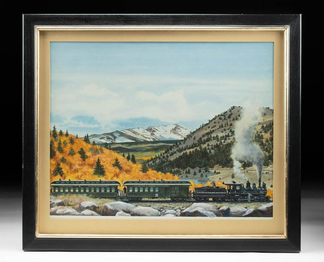 Howard Fogg Watercolor - Western Railroad Scene (#0273A) on Mar 09 ...