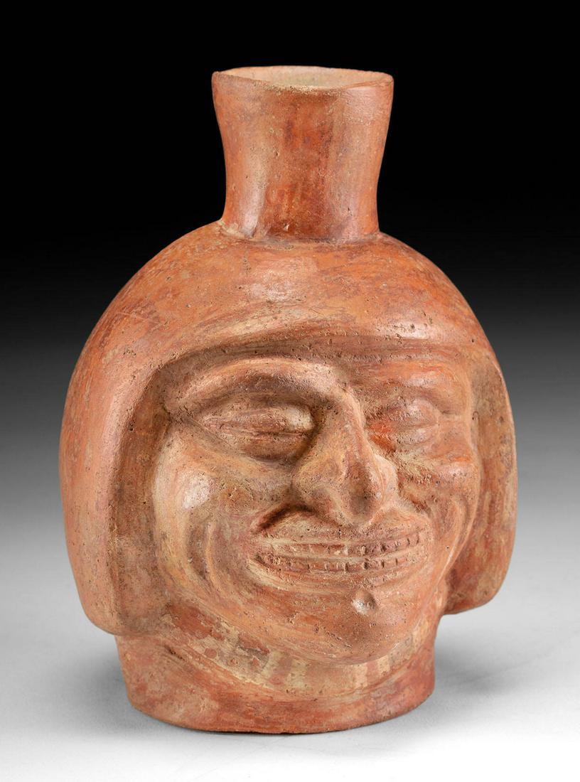 Moche Redware Portrait Vessel - Smiling Face - Mar 19, 2023 | Artemis ...